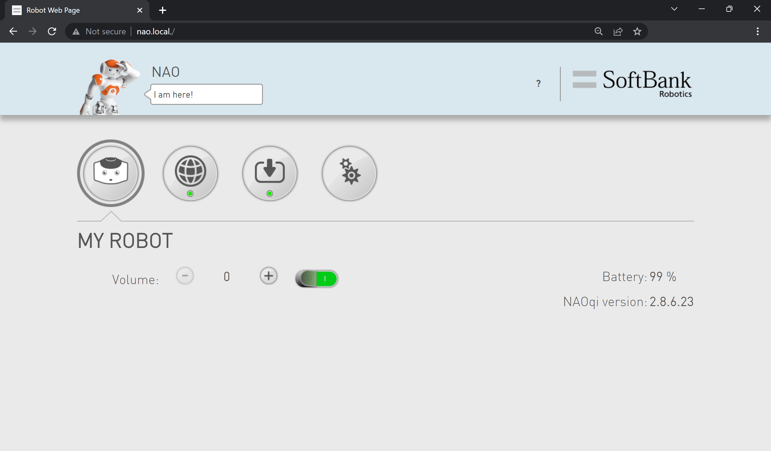 Check or Change NAO Robot Volume